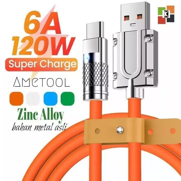 Jual Kabel Cas KB08 Max 6A Super Cable Silicon Fast Charging Type C For ...