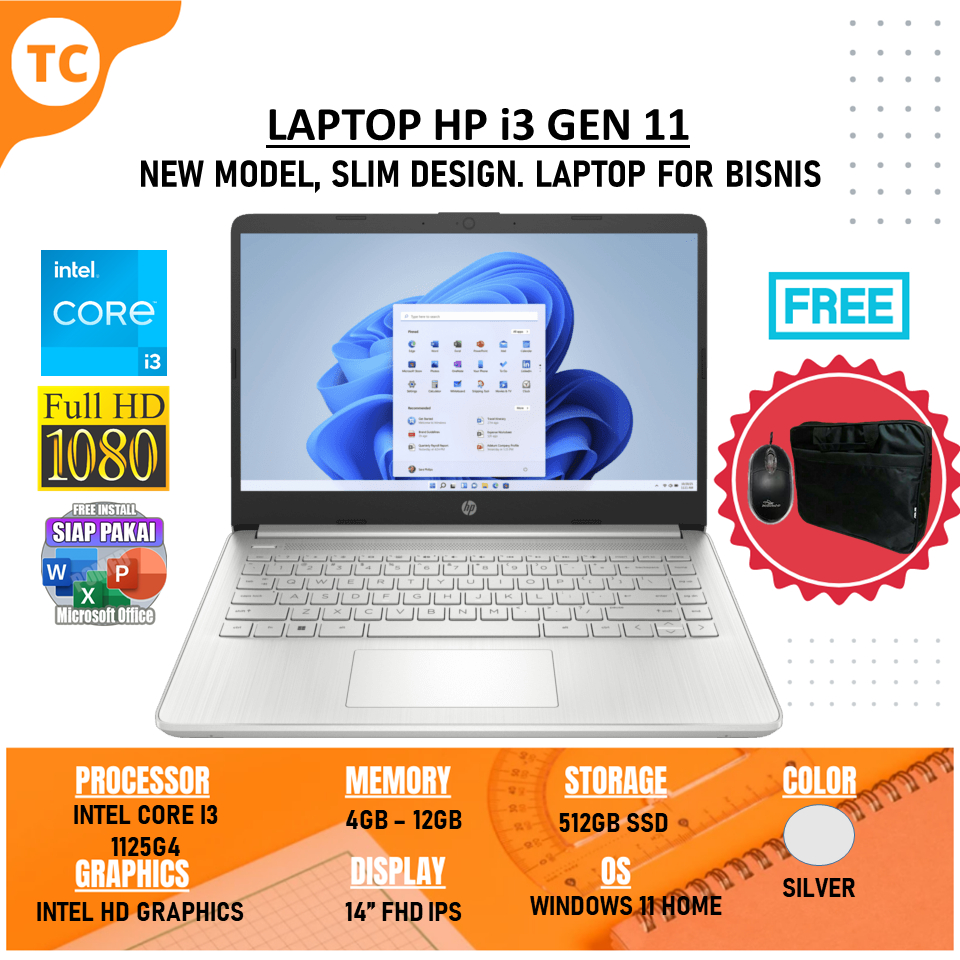 Jual Laptop Murah HP 14 Intel Core i3 Gen 11 Ram 16GB 512GB SSD Full HD ...
