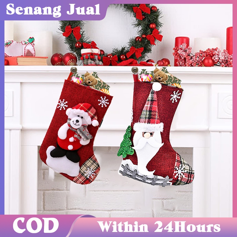 Jual Kaos Kaki Natal Dekorasi 23cm Hiasan Pohon Natal Murah Christmas ...