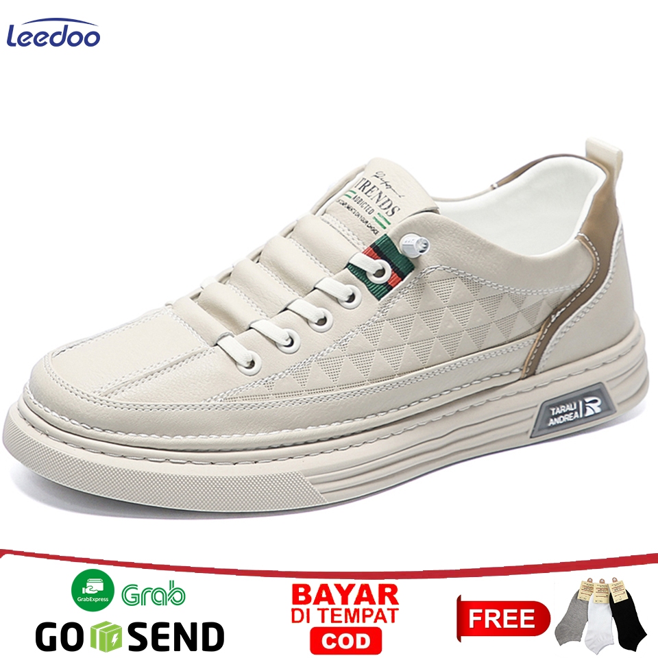 Jual Leedoo Sepatu Kulit Pria Sneakers Cowok Casual Sepatu Olahraga ...
