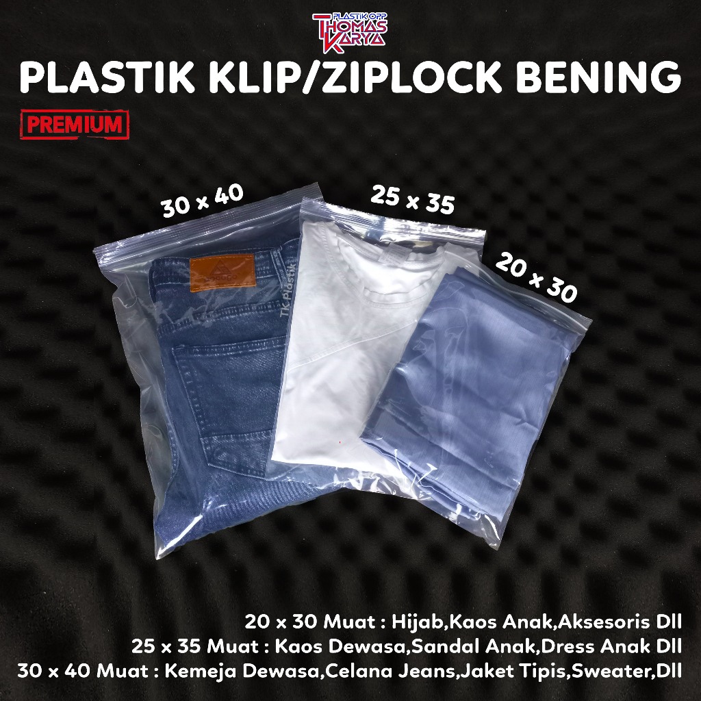 Jual Plastik Klip Ziplock Baju 20x30 25x35 30x40 Besar Bening Olshop Packing Hijab Distro Zipper ...