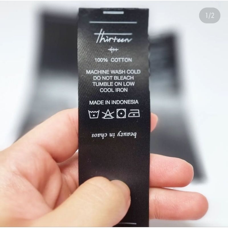 Jual label baju tag wash custom brand sendiri bahan satin hitam lebar ...
