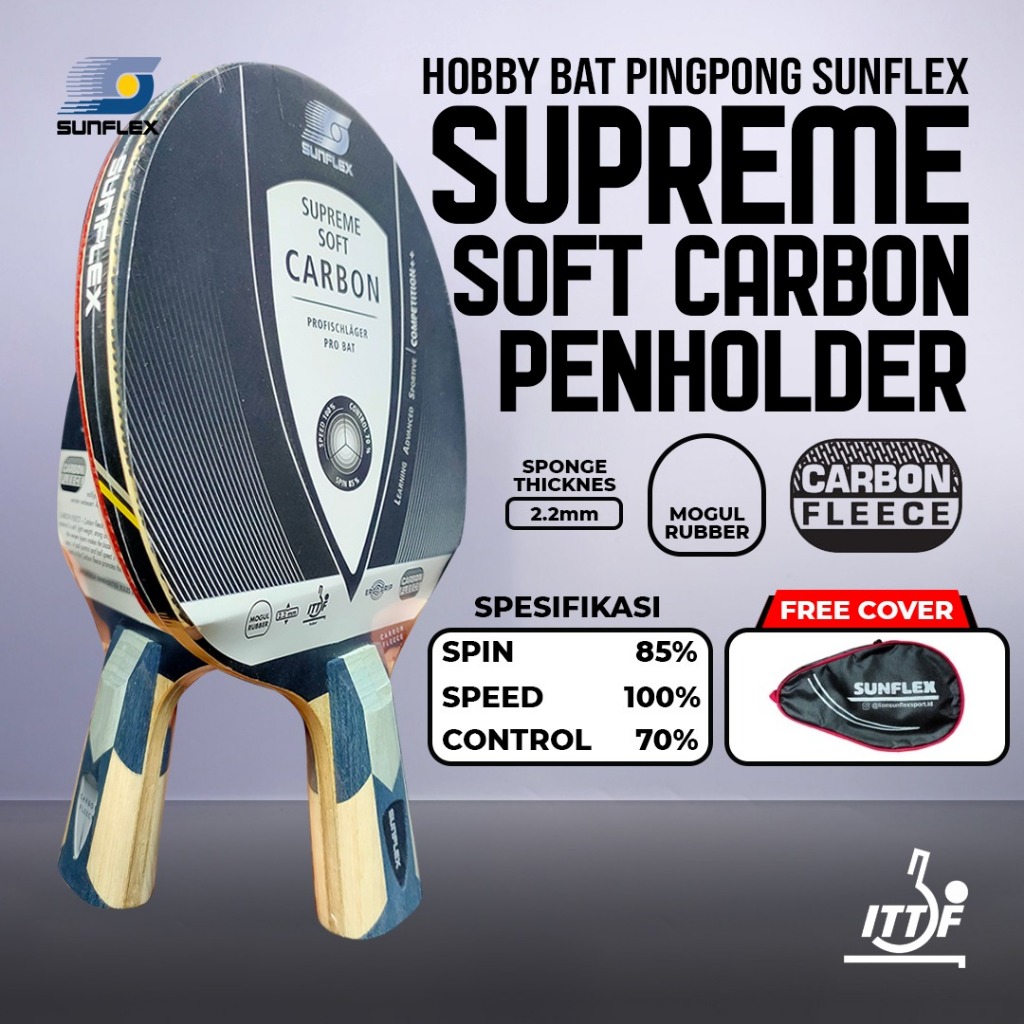 Jual Pingpong Bat Tenis Meja Sunflex Supreme Soft Carbon Penholder | Shopee Indonesia