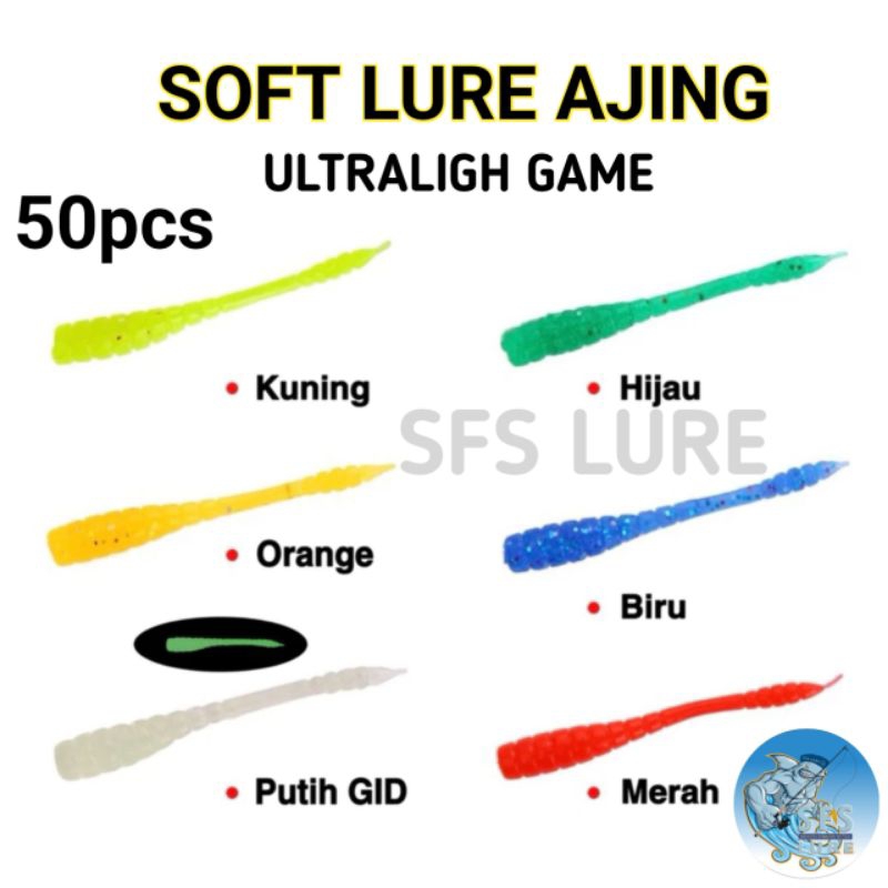 Jual 50pcs Soft lure ajing umpan pancing jig head karet silicone ...