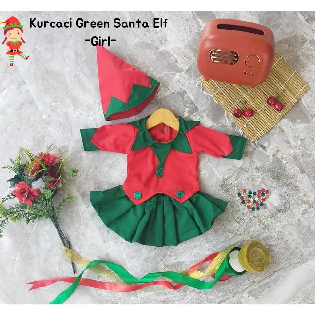 Jual KOSTUM KURCACI GREEN SANTA ELF/ KURCACI SANTA/ BAJU SANTA CLAUSE ...