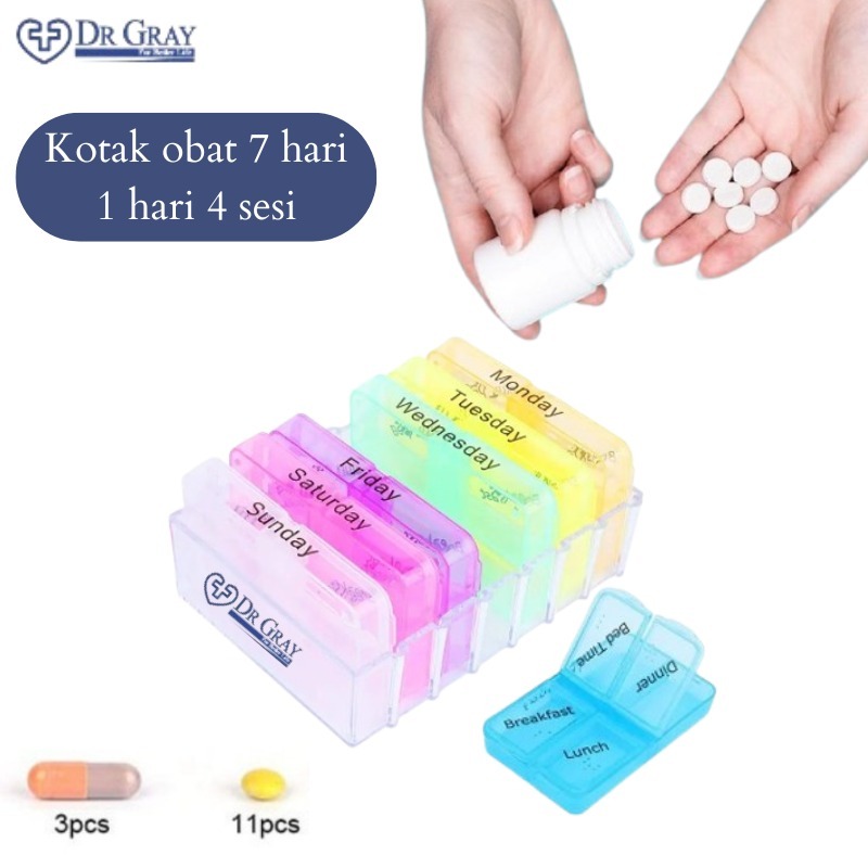 Jual Kotak Obat /Vitamin Tempat Tablet Harian Mingguan 7 Hari 28 Sekat ...