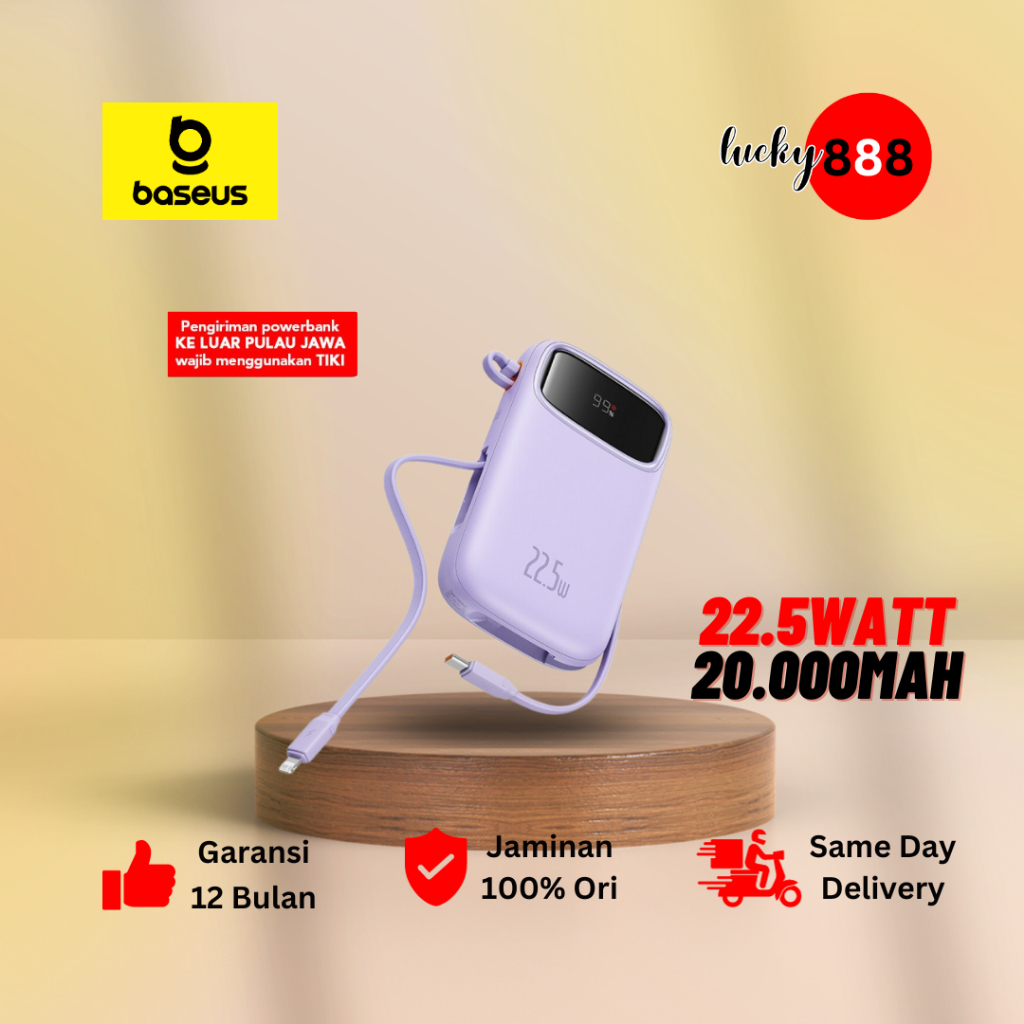 Jual BASEUS QPOW2 22.5W 10.000Mah FAST CHARGING POWER BANK DUAL-CABLE ...