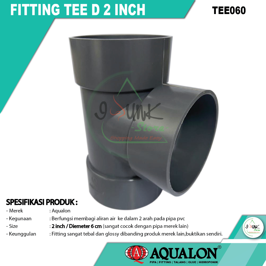 Jual Sambungan Pipa PVC TEE D 2 INCH ( KNEE T ) / FITTING PVC D 2 INCH - AQUALON | Shopee Indonesia