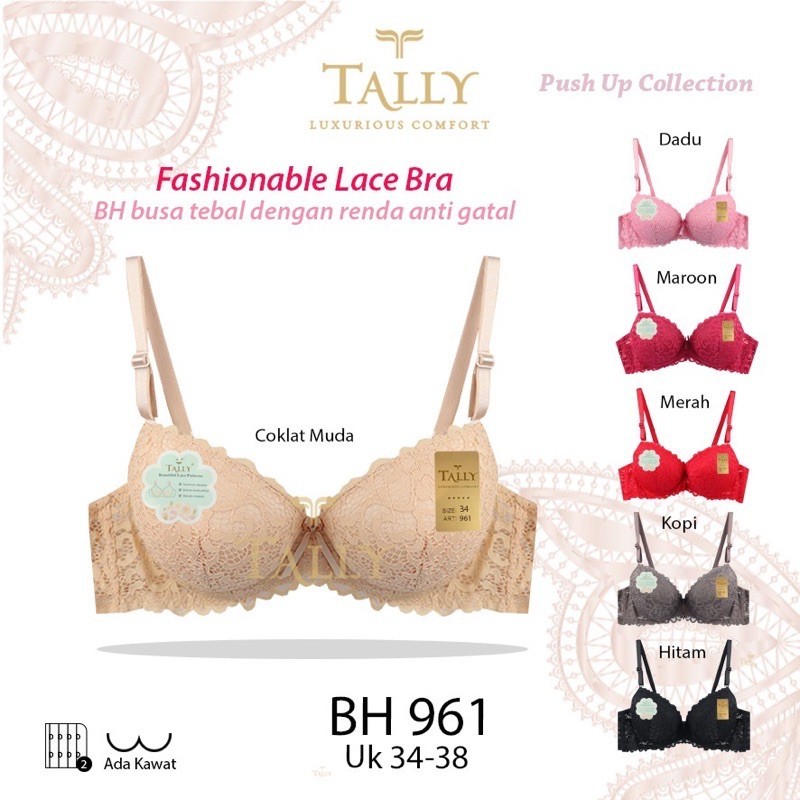 Jual YISTORE98 - BH TALLY 961 PUSH UP BAHAN RENDA - BH | Bra Full Brukat Push Up Bra TALLY 961 ...