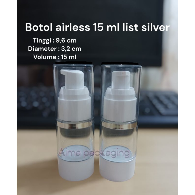 Jual Botol acrylic airless 15 ml natural list silver dan elips 20ml ...