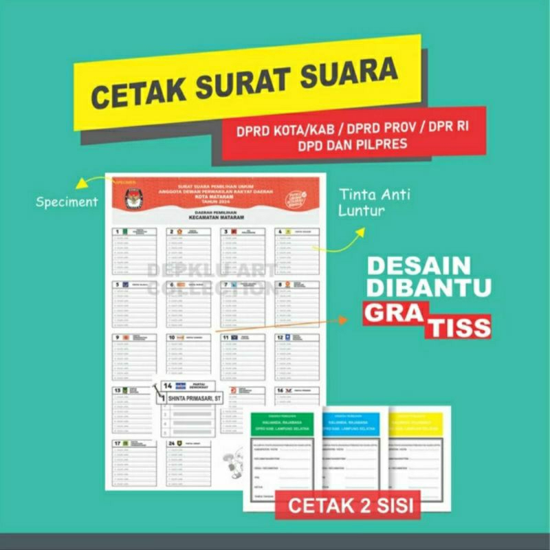 Jual Cetak Surat Suara A3 - Contoh surat Suara Custom | Shopee Indonesia