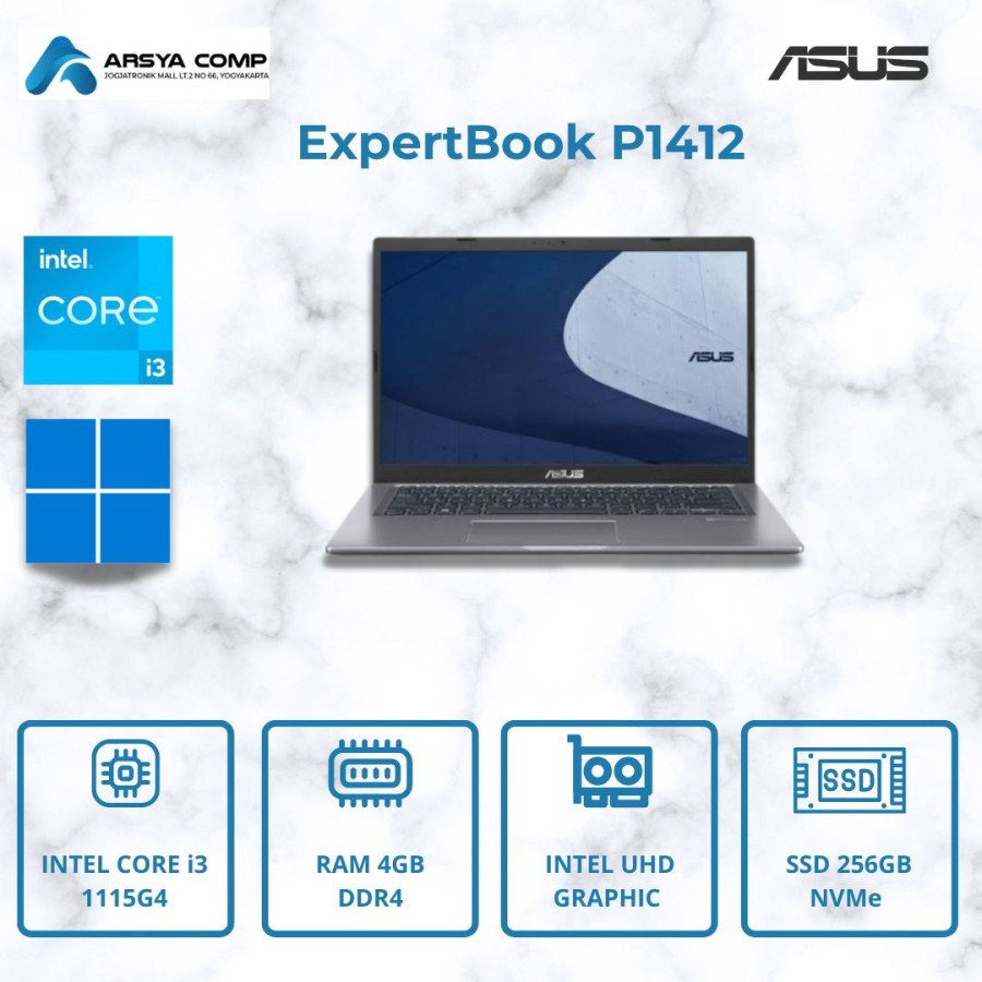 Jual Asus Expertbook P1412CEA Intel Core i3 1115G4 4GB 256GB 14 ...