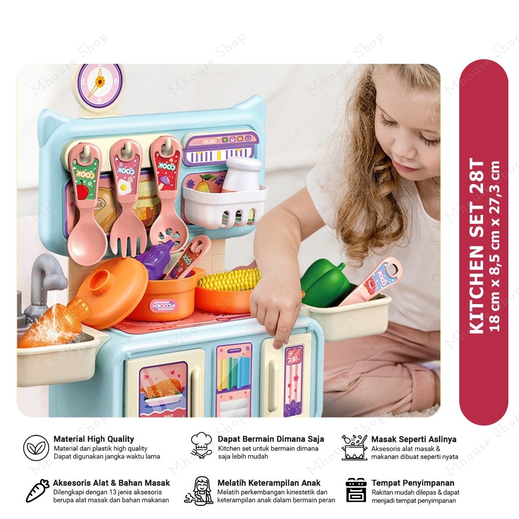 Jual KITCHEN SET MINI 28T / MAINAN PERAN KOKI CHEF / PRETEND PLAY ...