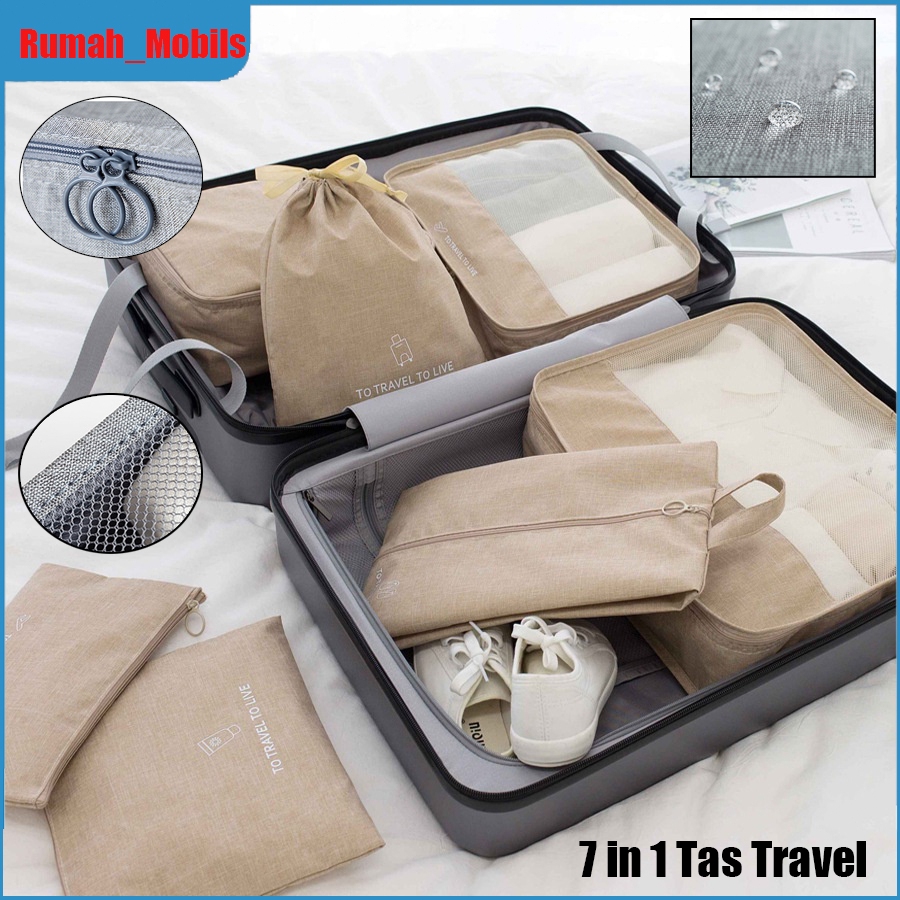 Jual 7 in 1 Tas Travel Pouch Set Organizer Bag-High quality 7in1 New ...