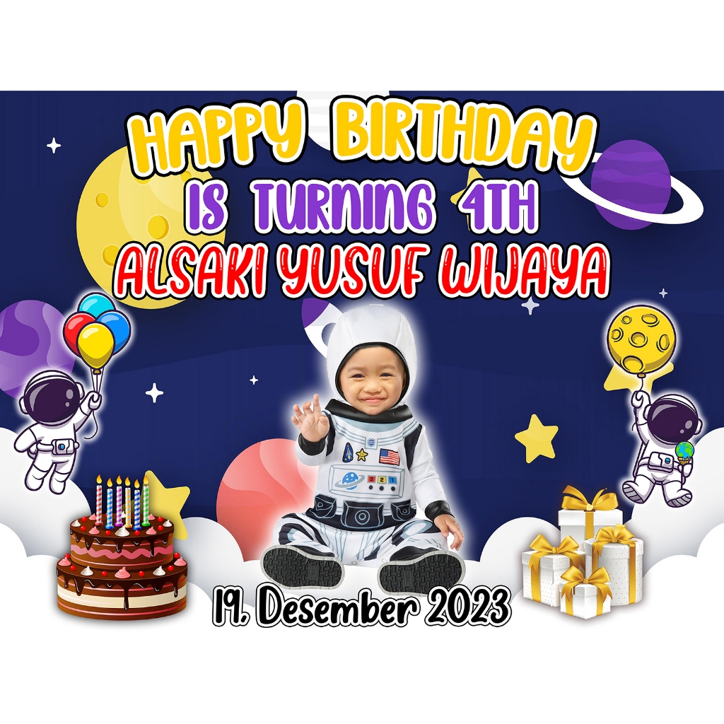 Jual Backdrop ulang tahun anak bisa tambah foto free design | Shopee ...