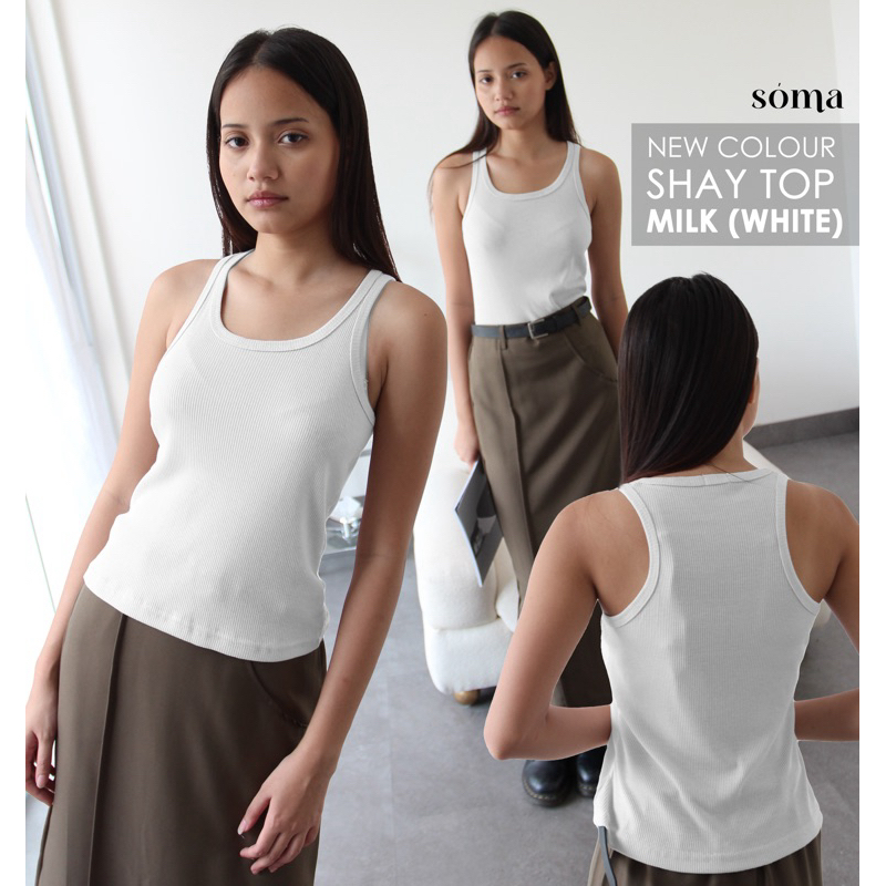 Jual SHAY TOP | Ribbed Knit Racer Tank Tanktop Basic Summer Stretch Rib Top Soma | Shopee Indonesia