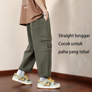 Jual Celana cargo panjang pria Korean Style Loose Pants Oversize Cargo Pants Wide Leg Pants ...