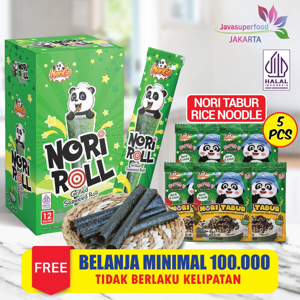 Jual Snack Nori Roll Grilled Seaweed Roll 1 box isi 12Pcs / Snack Rumput Laut 2.5g | Shopee ...