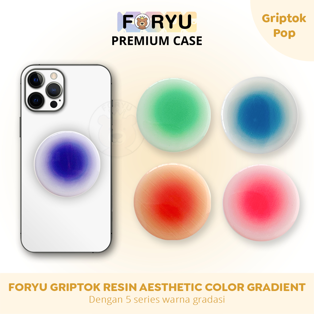 Jual Foryu Griptok Resin 3D Gradasi Warna Aesthetic Series Phone Holder Kaca Phone Stand HP ...