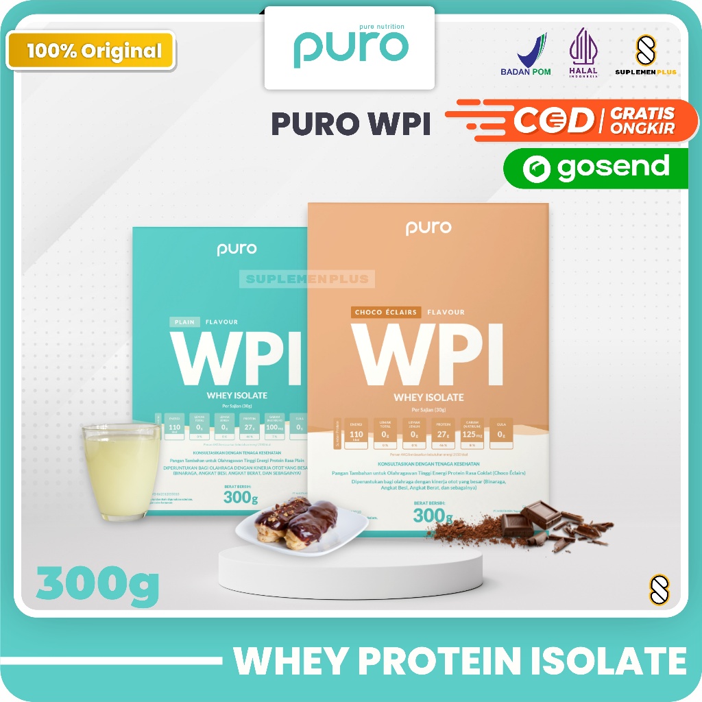 Jual Puro WPI Whey Protein Isolate 300 gram 10 Serving Susu Protein ...