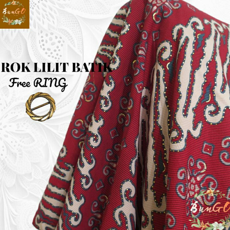 Jual ROK BATIK LILIT MERAH BAWAHAN KEBAYA FREE RING MOTIF LERENG MERAH ...