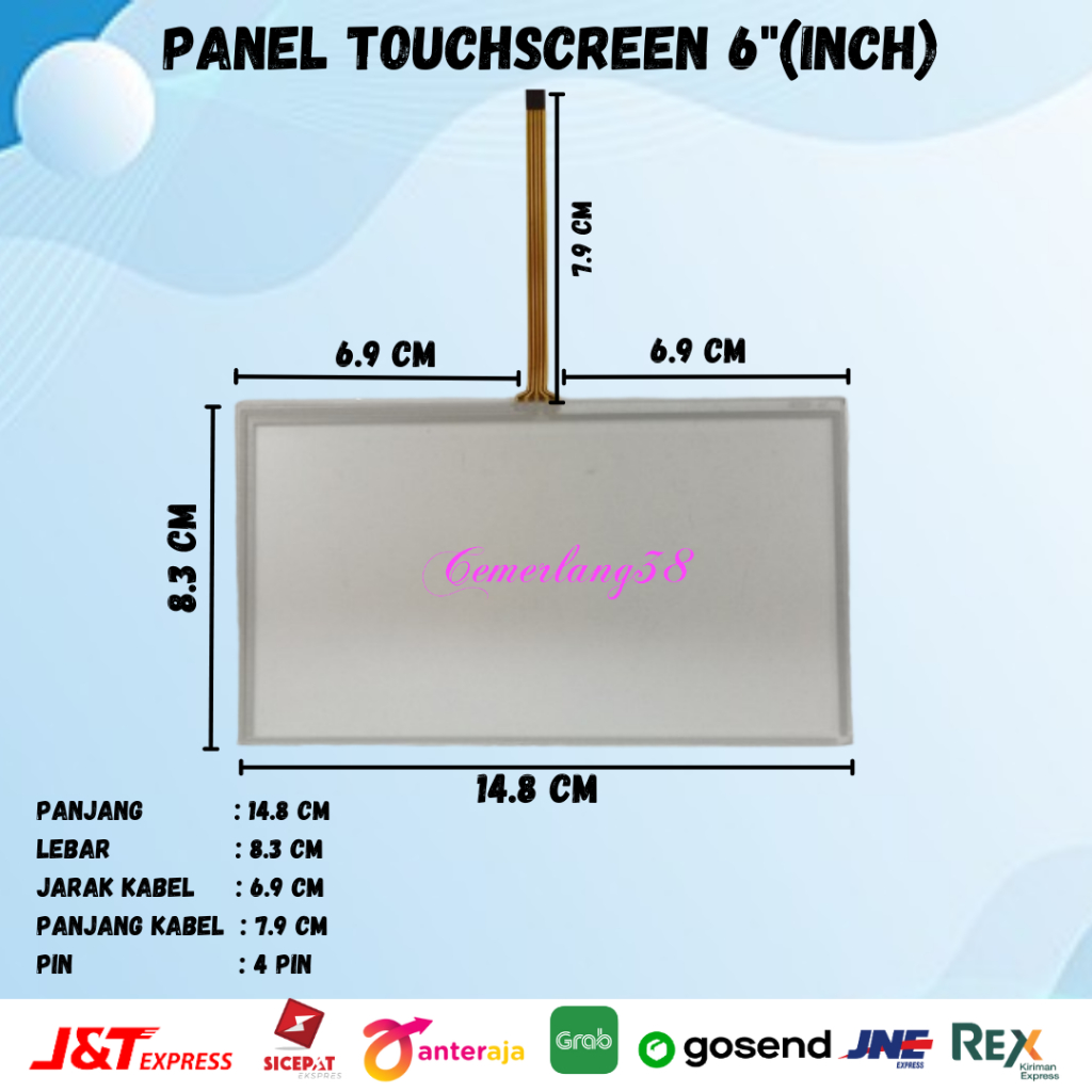 Jual panel touch screen 6 " LCD Display Digitizer Touchscreen 6 inch ...