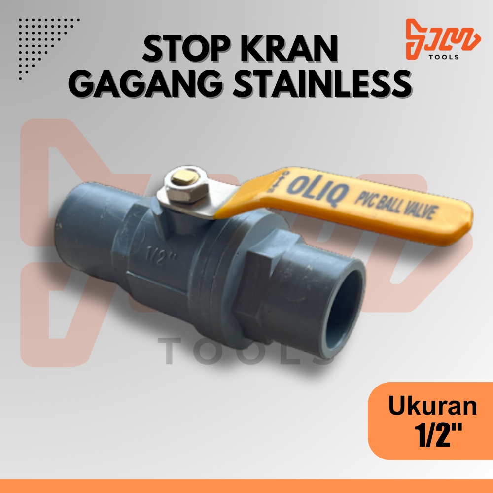 Jual Stop Kran Ball Valve PVC 1/2 inch Gagang Stainless | Shopee Indonesia