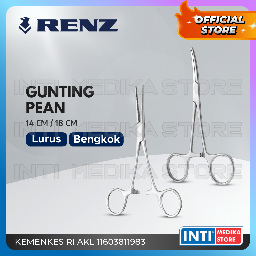 Jual RENZ - Gunting Pean Lurus / Bengkok 14 cm 18 cm | Klem Arteri ...