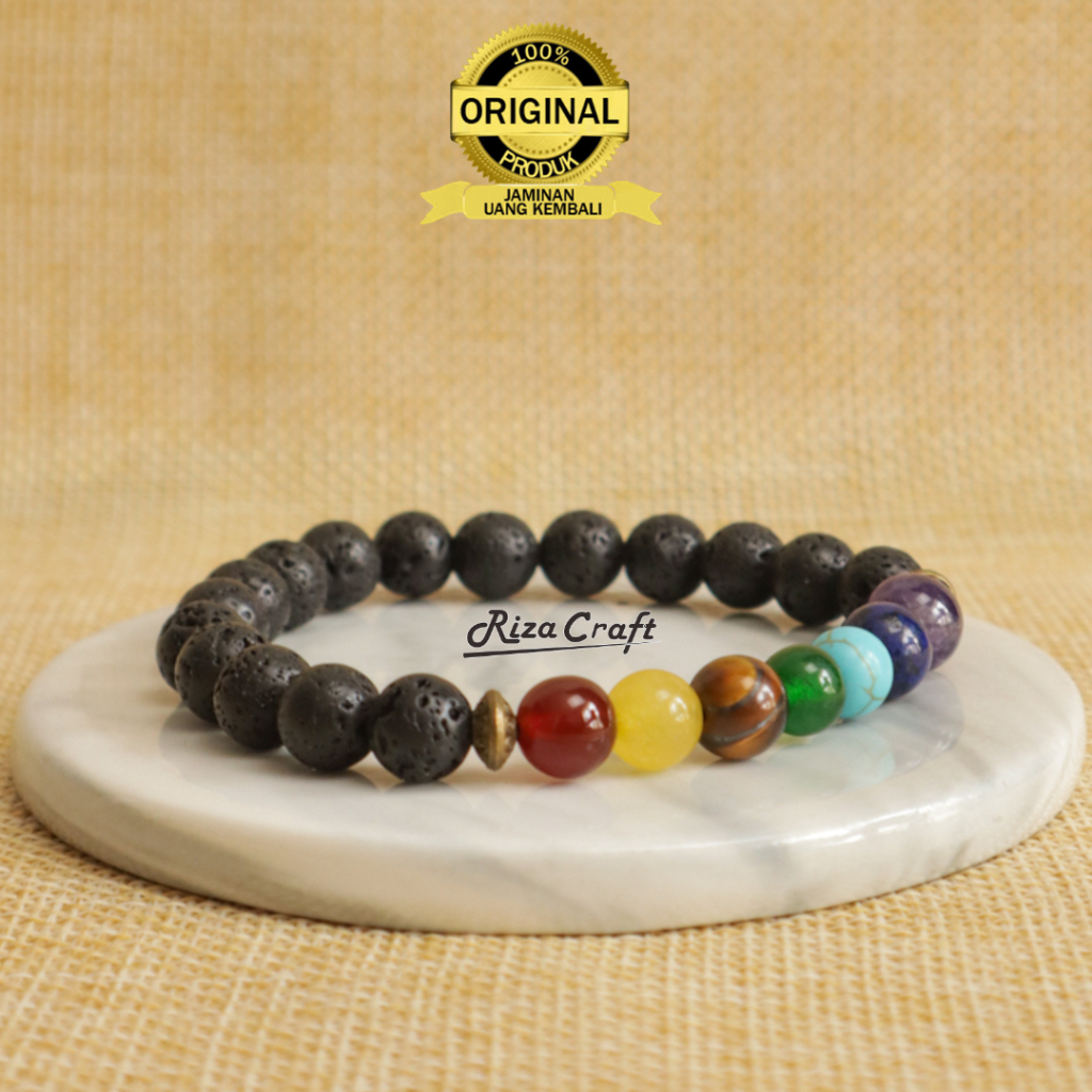 Jual Gelang Batu 7 Chakra Cakra Lava Stone Rock Diffuser ASLI Alam ...