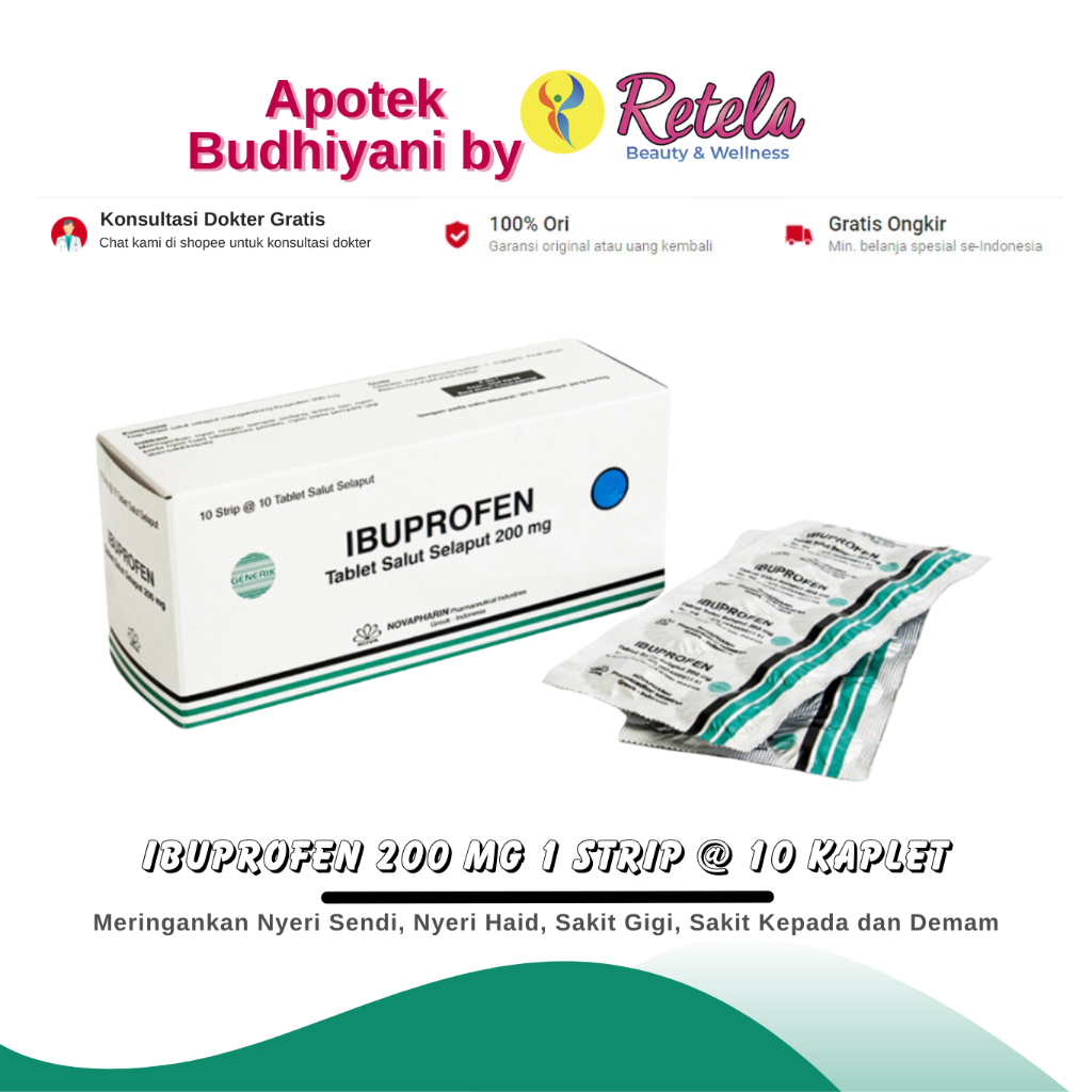 Jual Ibuprofen 200 Mg 1 Strip @ 10 Kaplet / Meringankan Nyeri Sendi ...
