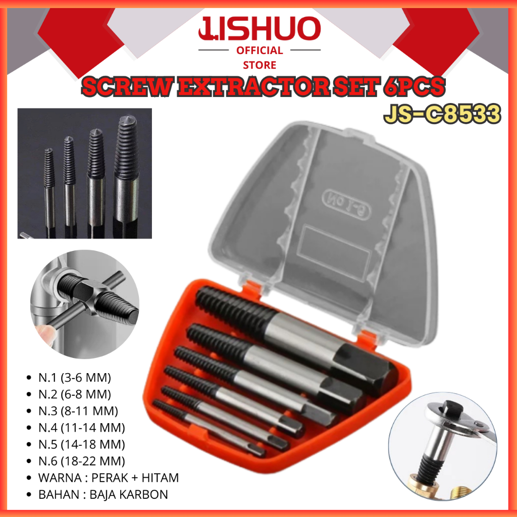 Jual 6 PCS/SET SCREW EXTRACTOR SET / ALAT PEMBUKA BAUT RUSAK/ PATAH ...