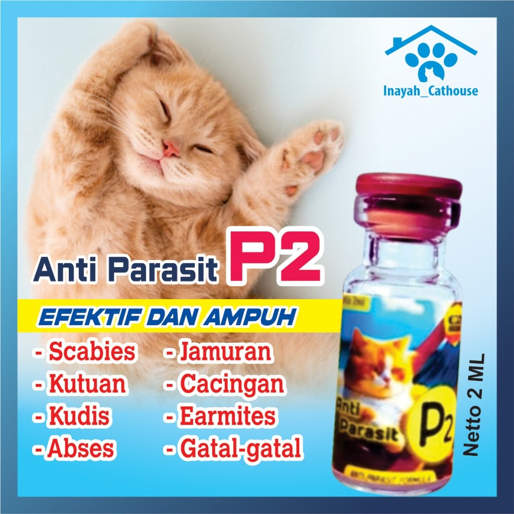 Jual Obat Kucing Anti Parasit P2 | Obat Scabies, Jamuran, Abses, Kutuan ...