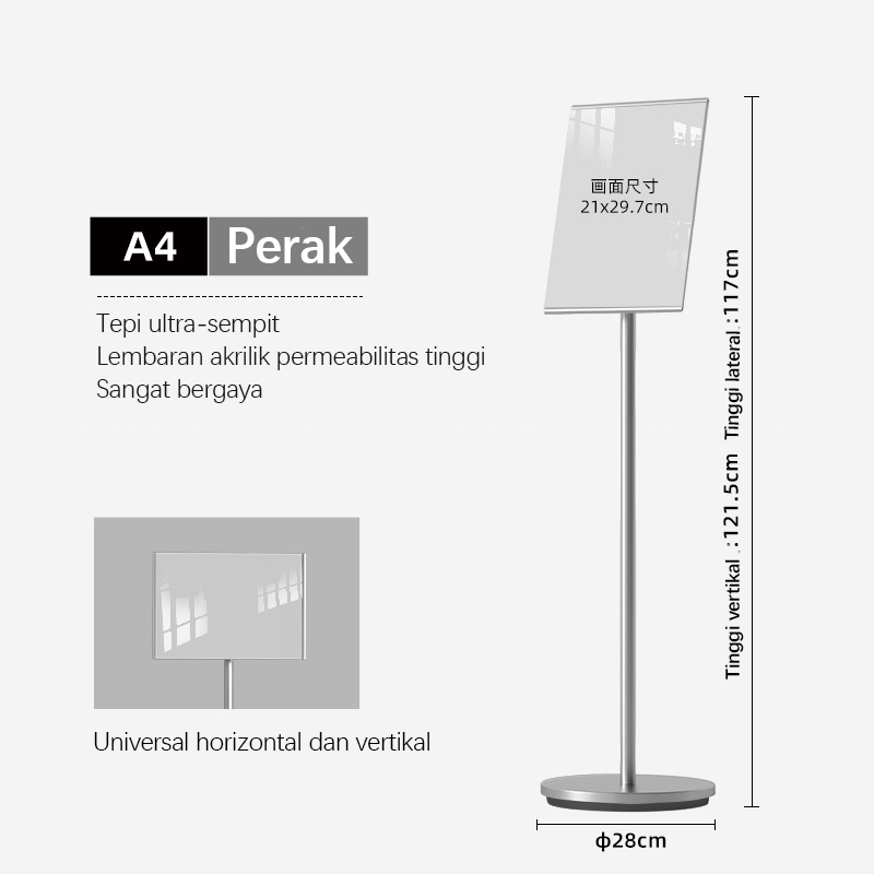 Jual ⚡Ready Stock⚡A3/A4 Standing Sign Frame Floor Standing Acrylic ...