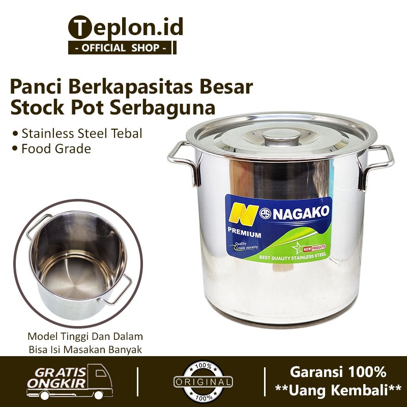 Jual TEPLON.ID Nagako Panci Masak Besar Stainless | Stockpot Kapasitas ...