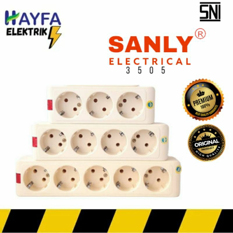Jual Stopkontak SANLY terminal colokan 5 4 3 lubang | Shopee Indonesia