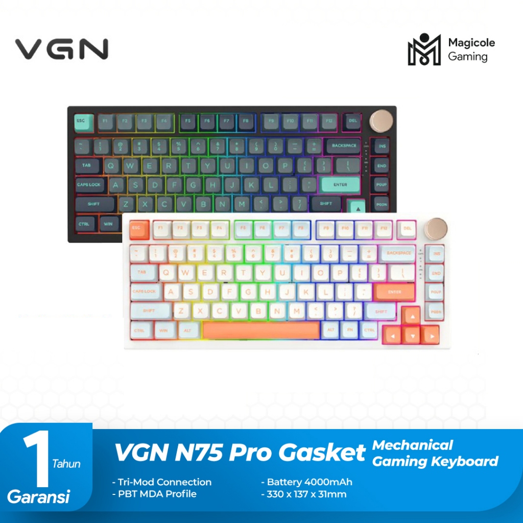 Jual VGN N75 Pro 75% Gasket RGB Mechanical Gaming Keyboard With Tri ...