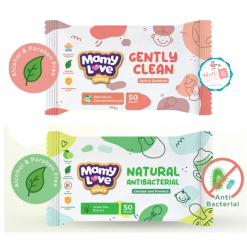Jual MAMY LOVE TISSUE BASAH BABY WIPES ANTI BACTERIAL 50s + 50s ...