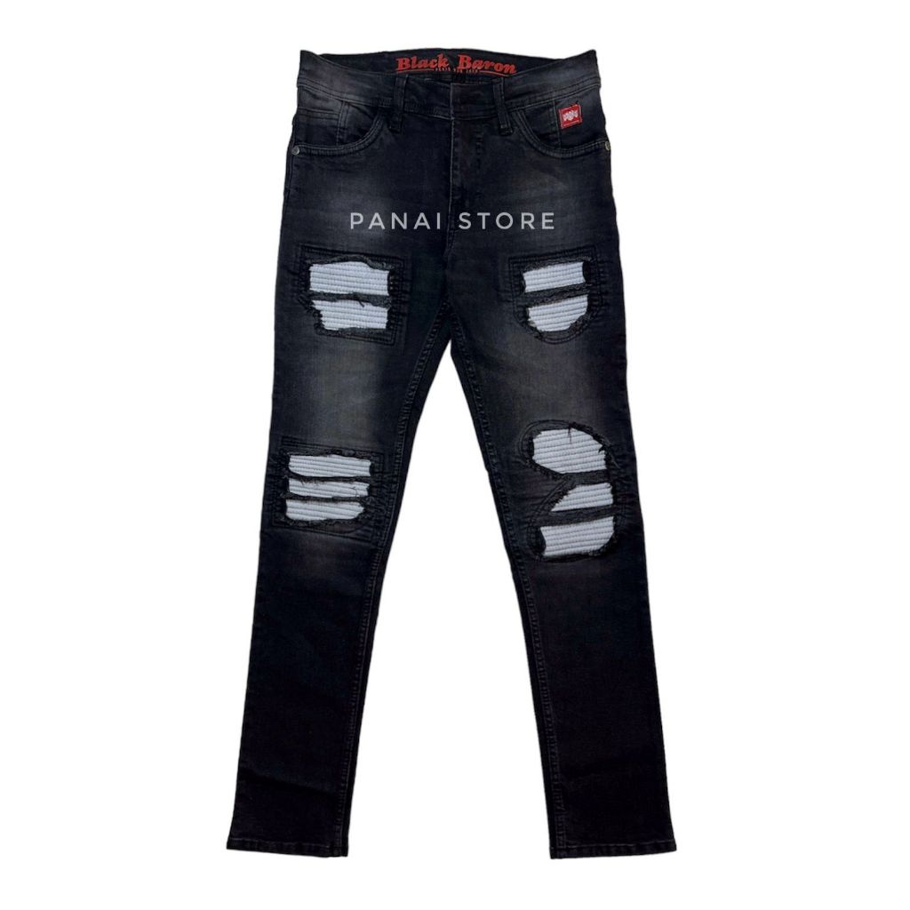 Jual Celana Jeans Panjang Cowok Ripped Rucas Black Baron Original 28-33 ...