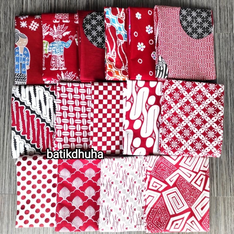 Jual Kain Batik Merah Putih/ Bahan Batik Merah Putih / Kain Raja Batik ...