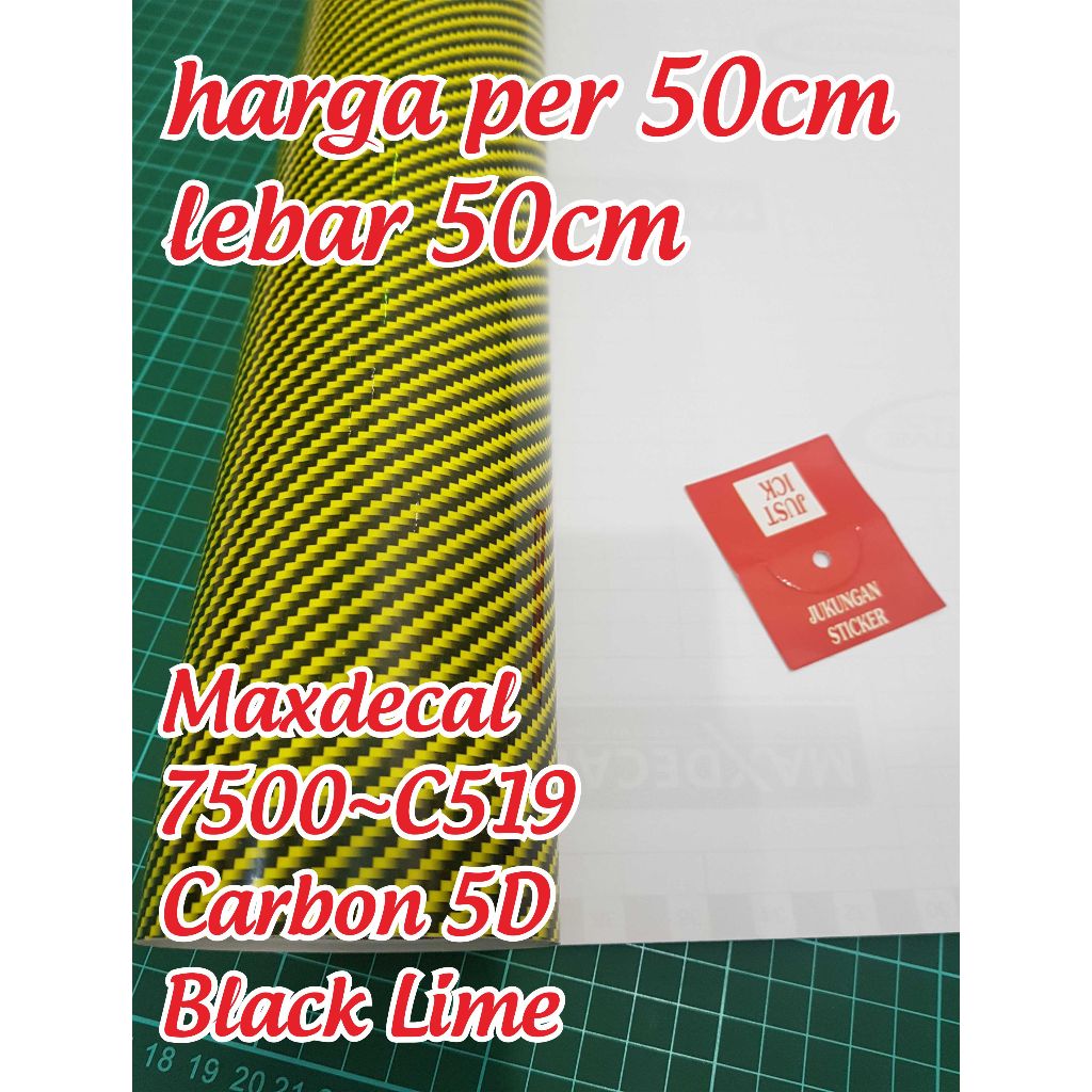 Jual Stiker Karbon - Sticker Vinyl Maxdecal Carbon 5D Black Lime - per ...