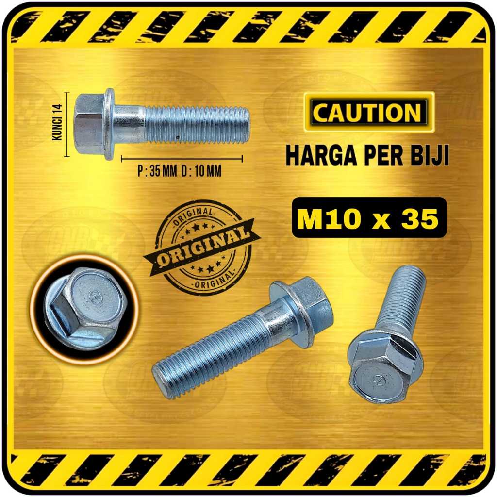 Jual Baut Flange M10 x 35 M10x35 Drat Halus ( Setara Baut Kunci 14 | Panjang 35 mm / 3,5 cm ...
