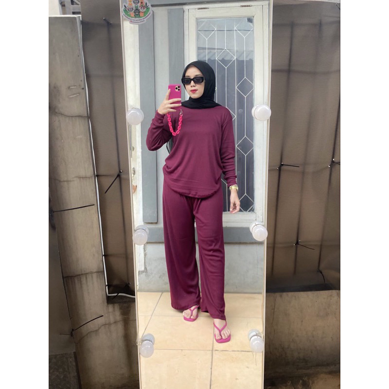 Jual Set Knit Premium Rubber Ban/Setcel Wanita/Stelan Wanita/One Set ...
