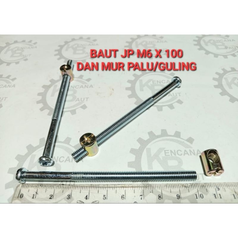 Jual BAUT JP M6 X 100 GALVANIS DAN MUR PALU/GULING KUNCI OBENG PLUS PANJANG 10 CM | Shopee Indonesia