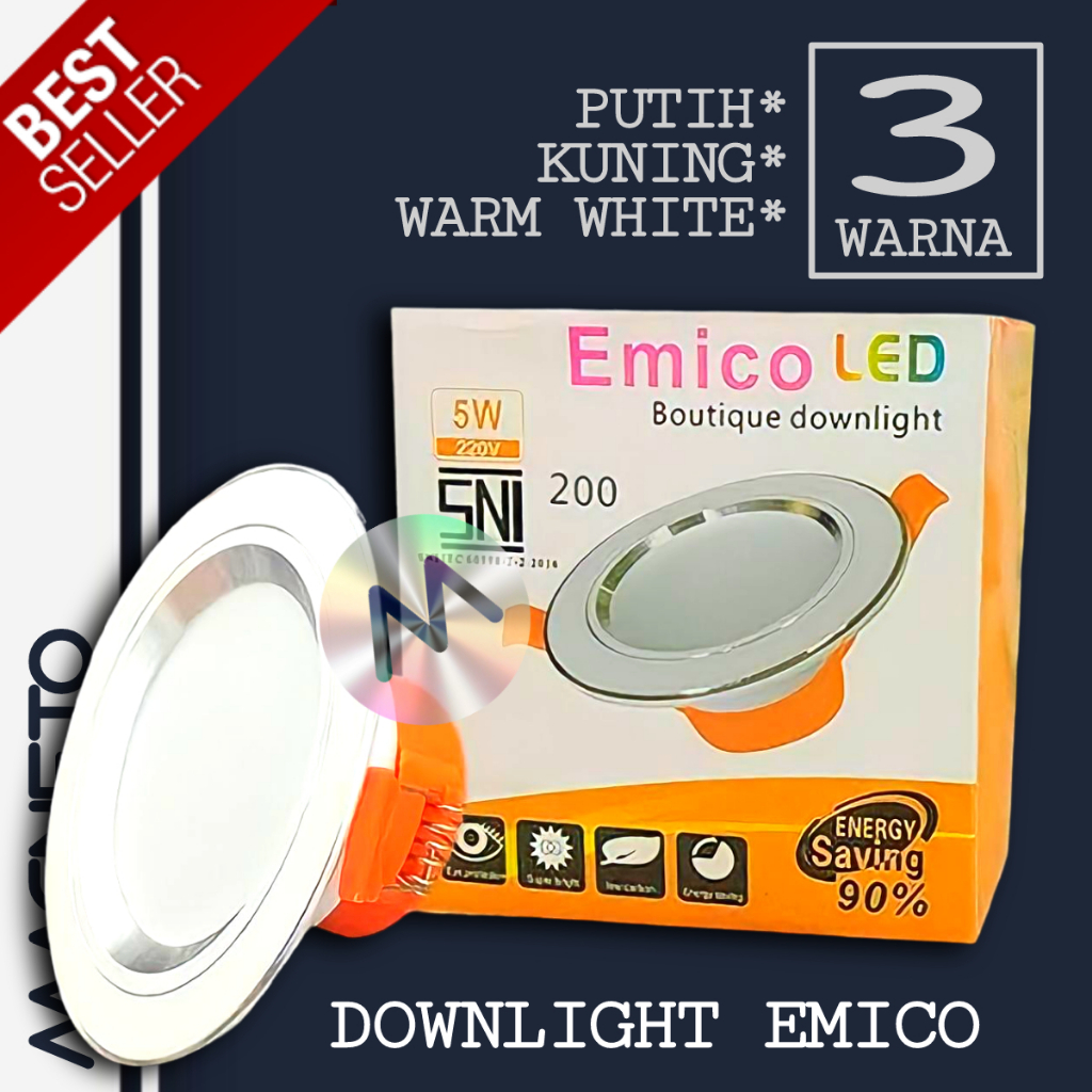 Jual Emico Downlight LED Panel Light Lampu 3 Warna 5 Watt Ganti Warna ...