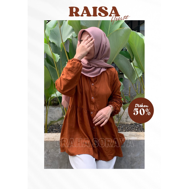 Jual Blouse Raisa Atasan Rayon Premium Rayon Twill Tebal | Shopee Indonesia