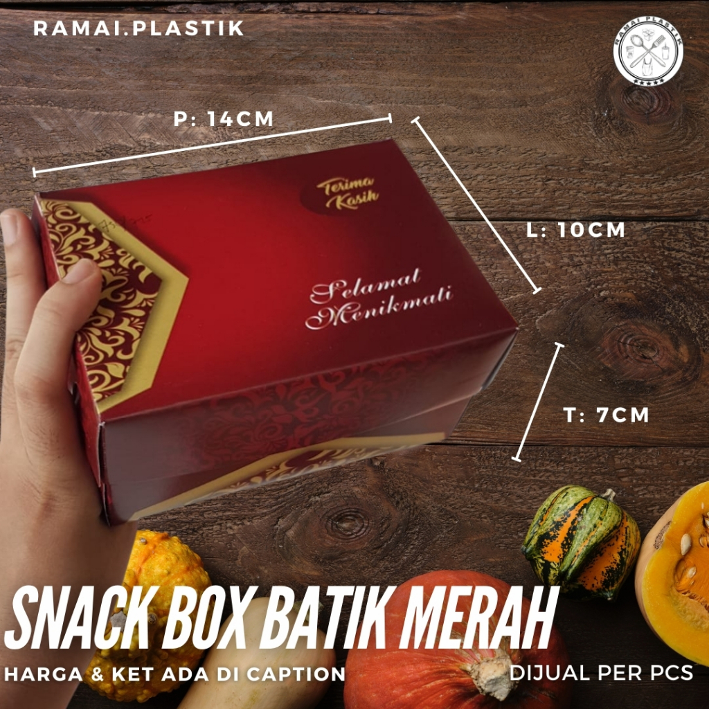 Jual Dus Snack uk 14x10cm motif batik merah/ snack box | Shopee Indonesia