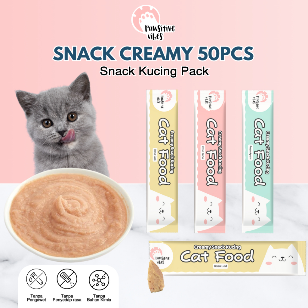 Jual PAKET Snack Creamy Kucing Isi 50 PCS - Cat Food - Paket Cemilan ...