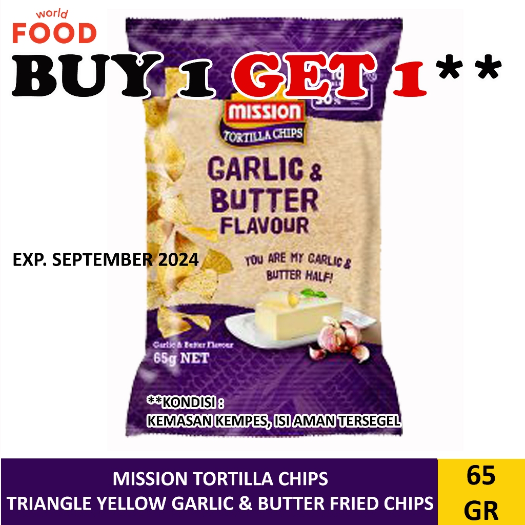 Jual MISSION TORTILLA CHIPS TRIANGLE YELLOW GARLIC & BUTTER * SPECIAL ...