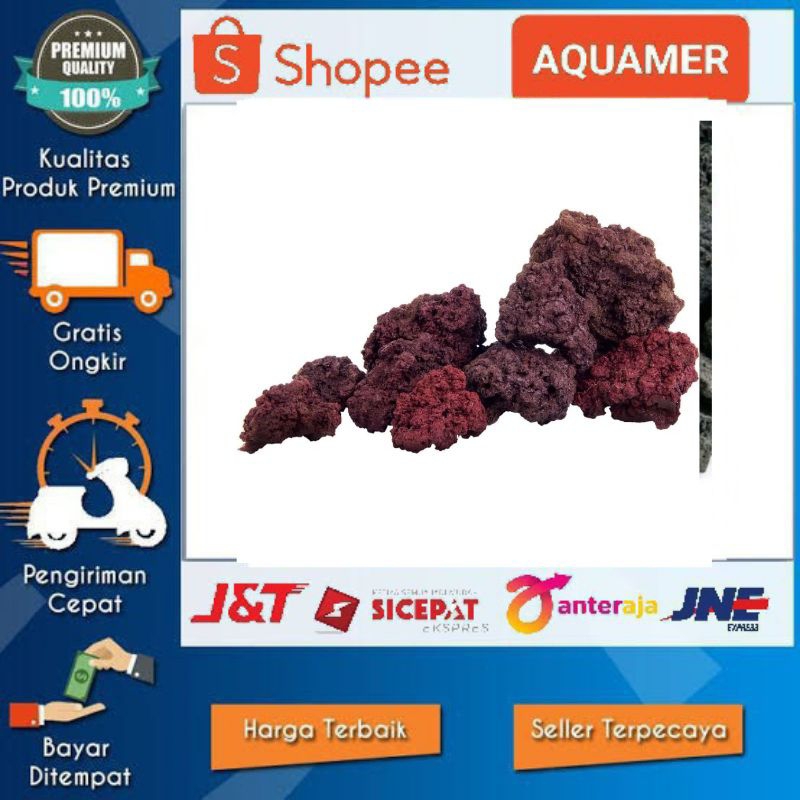 Jual batu lavarock merah 1kg batu larva rock merah akuarium aquascape ...