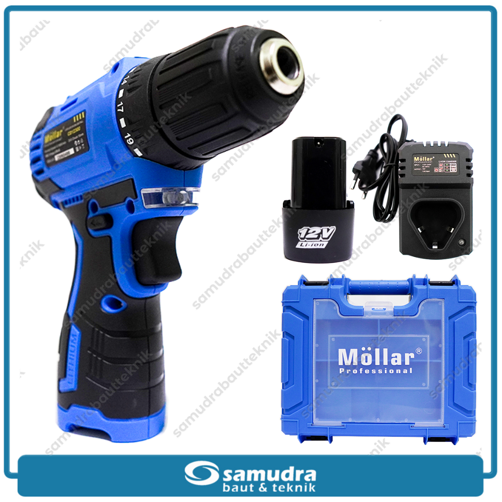 Jual Mesin Bor MOLLAR CD12300 Impact Drill Besi Kayu 12V Baterai ...